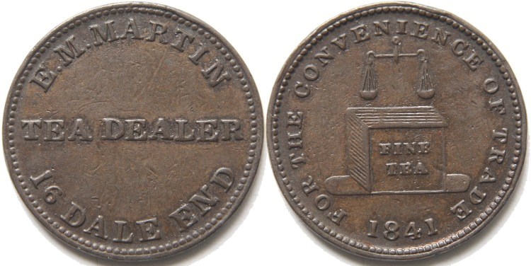 Edward Martin's Tea Dealer's Birmingham Farthing 1841