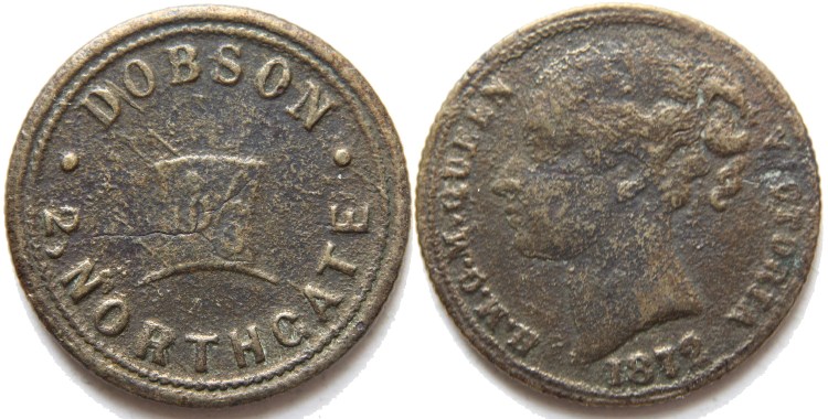 Extremely Rare Dobson's Hatter Darlington Brass Farthing 1872