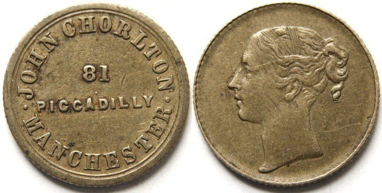John Chorlton's Fancy Goods Manchester Brass Farthing