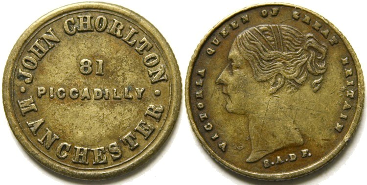 John Chorlton's Fancy Goods Manchester Brass Farthing