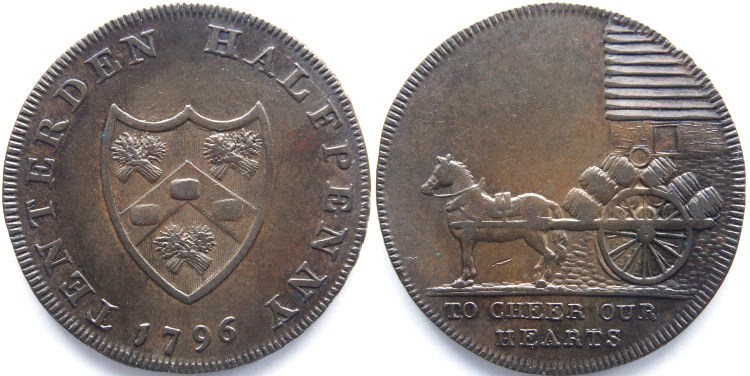 Scarce Cloake's Brewery Dray Tenterden Conder Halfpenny 1796