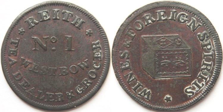 Rare Reith's Tea Dealer & Grocer Edinburgh Conder Farthing