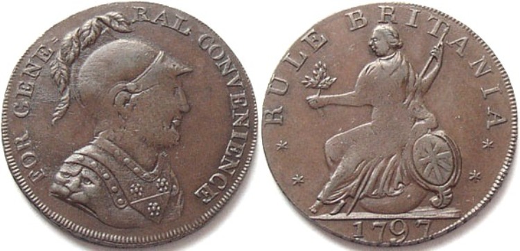 Knight and Britannia Convenience London Conder Halfpenny 1797